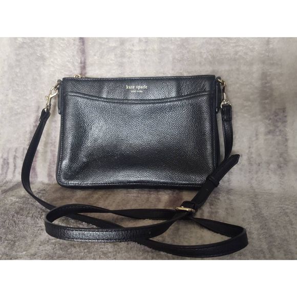 kate spade | Bags | Euc Kate Spade Black Pebble Leather Book Shape ...